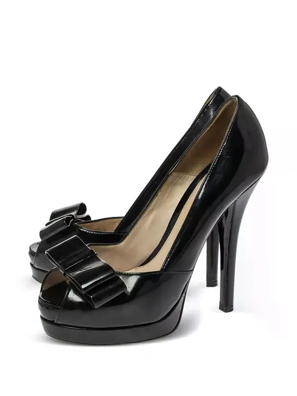Fendi 140mm Patent Leather Bow Pumps