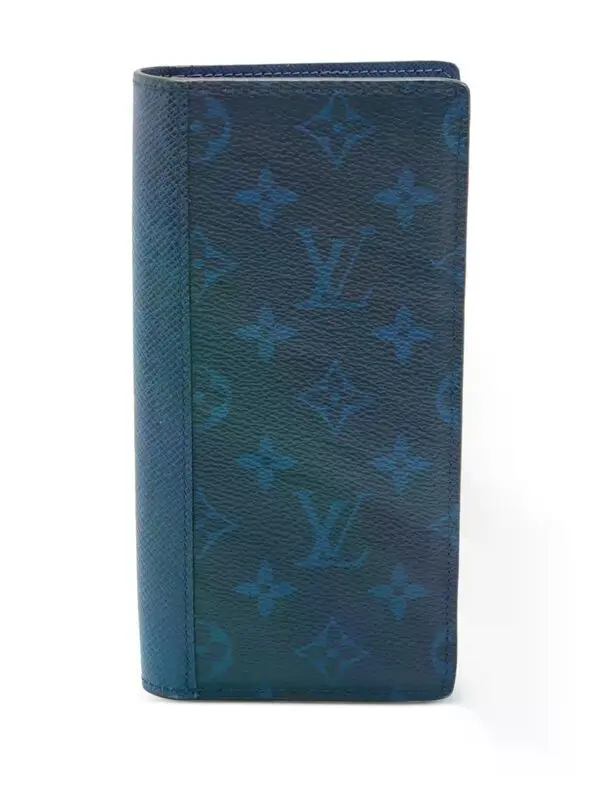 LOUIS VUITTON 2021-2025 Monogram Taigarama Brazza Bifold Wallet Long Wallets - Blue
