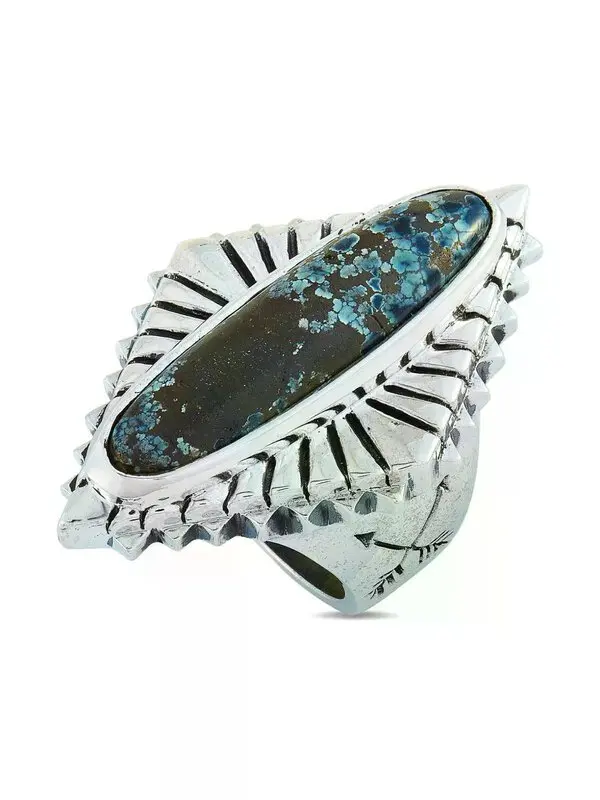 KING BABY STUDIO Concho Turquoise Signet Ring - Silver