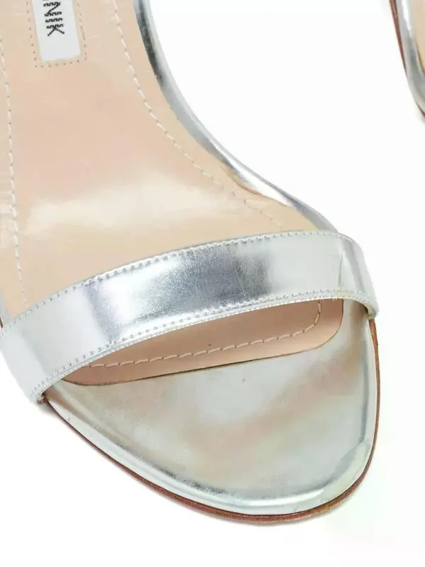 Manolo Blahnik 115mm Leather Heeled Sandals - Silver