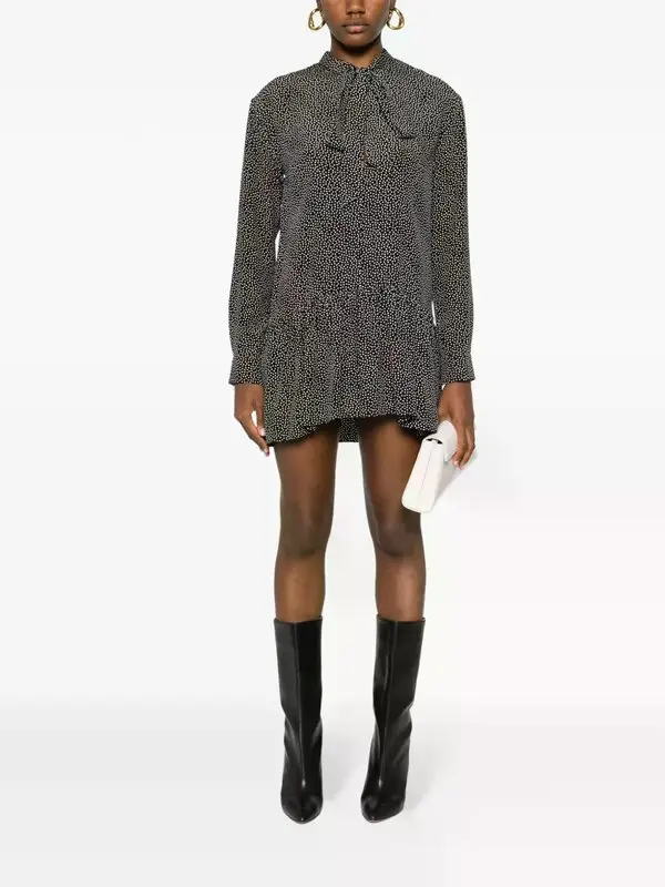 Saint Laurent 2000s Polka Dot Silk Pussy Bow Dress