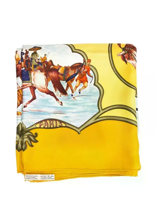 Hermès 1993 Les Chevaux Des Moghols Silk Scarf - Yellow