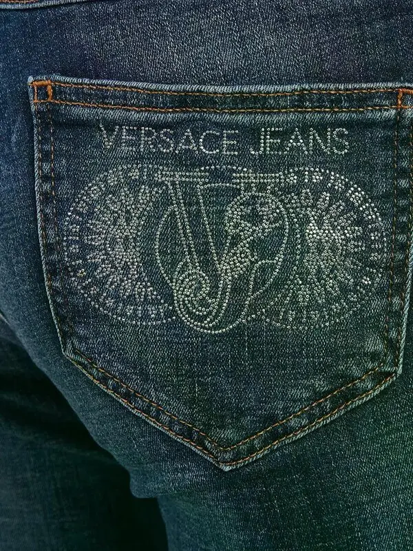 Versace 2023 Embroidered Rhinestone Jeans
