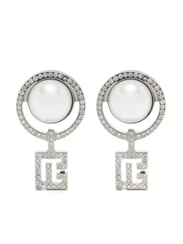 Balmain Art Deco Clip-on Earrings - Silver