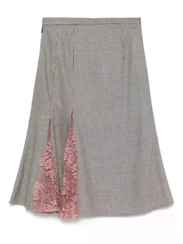 Dolce & Gabbana 2000s Lace-panelled Houndstooth Skirt