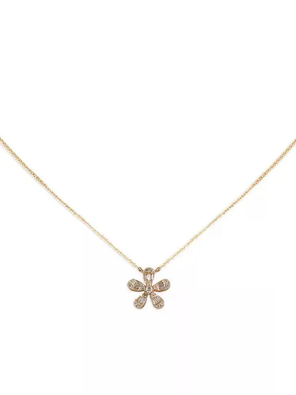LB EXCLUSIVE 14k Flower Diamond Necklace - Yellow Gold