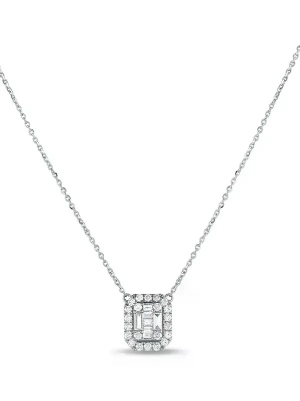 LB EXCLUSIVE 14k White Gold Diamond Halo Necklace - Silver