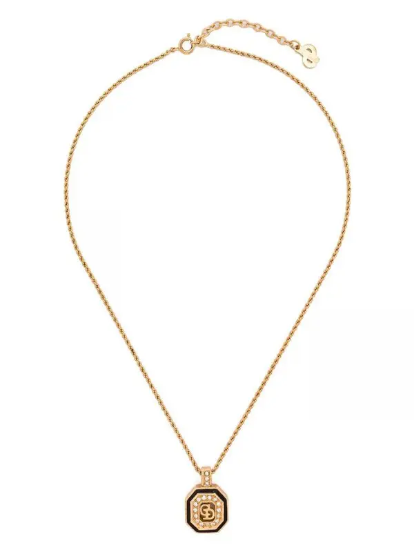 Dior 1990s Cd Logo Pendant Necklace - Gold