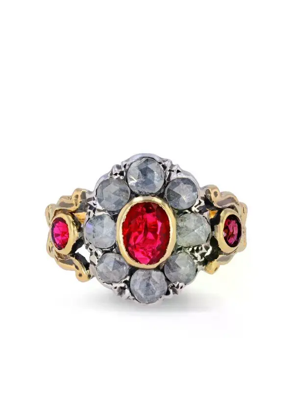 PRAGNELL 18kt Yellow Georgian Ruby And Diamond Ring - Gold