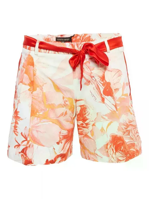 Roberto Cavalli Floral-print Shorts - White