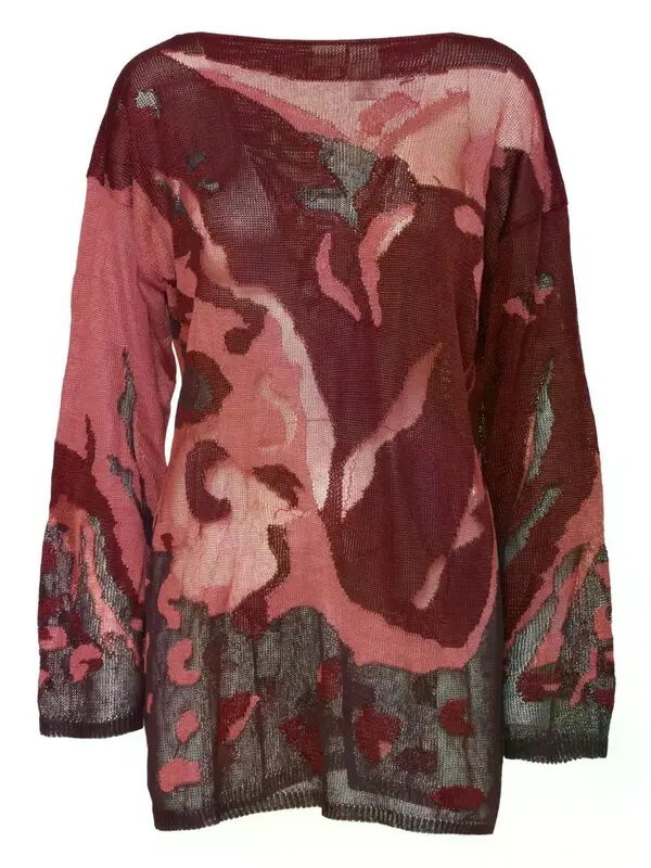 KRIZIA Patterned Intarsia Knit Sweater