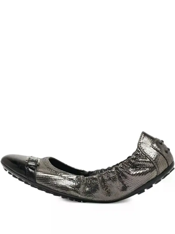 TOD'S Metallic-effect Leather Ballet Flats