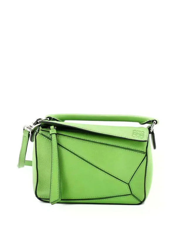 Loewe Puzzle Leather Mini Crossbody Bag - Green