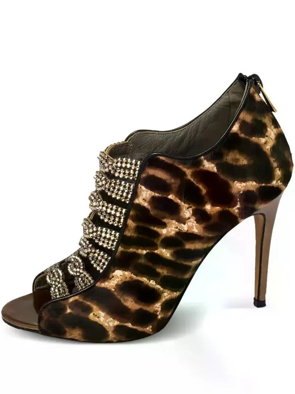 GINA Leopard-print Crystal Sandals
