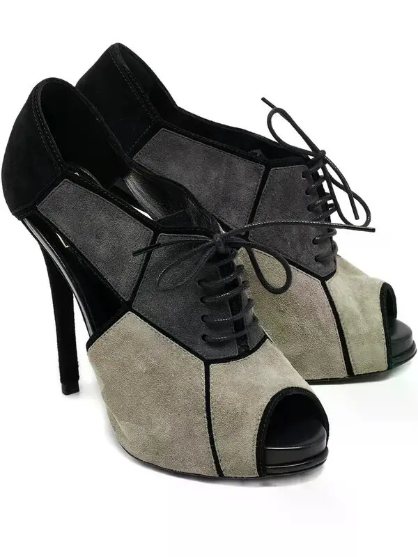 ROGER VIVIER Paneled Lace-up Stiletto Boots