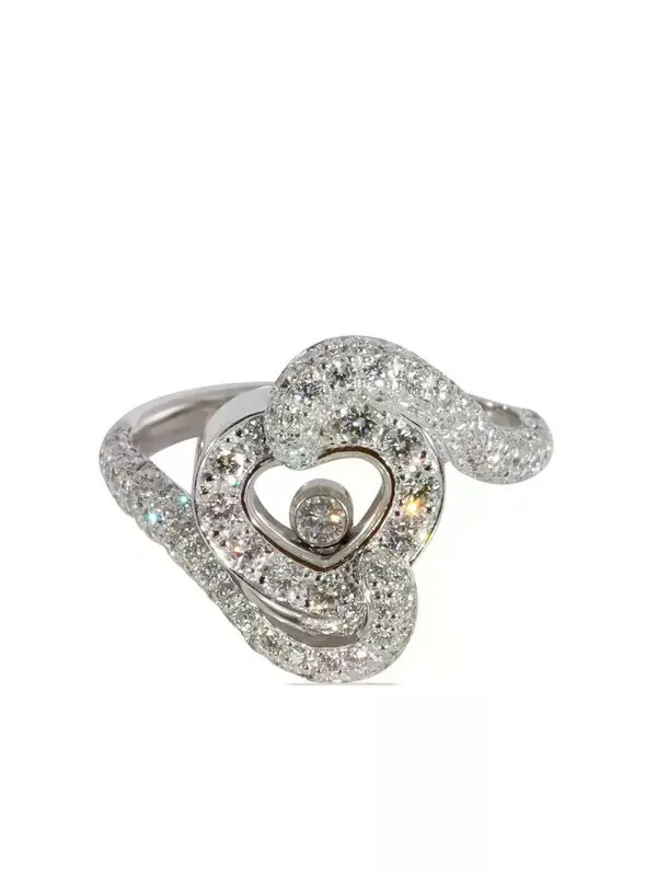 Chopard 18kt White Gold Happy Diamond Heart Ring - Silver