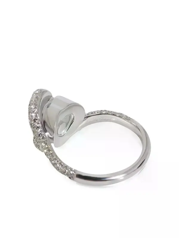 Chopard 18kt White Gold Happy Diamond Heart Ring - Silver