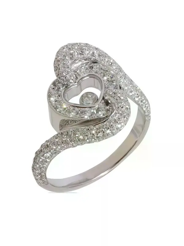 Chopard 18kt White Gold Happy Diamond Heart Ring - Silver