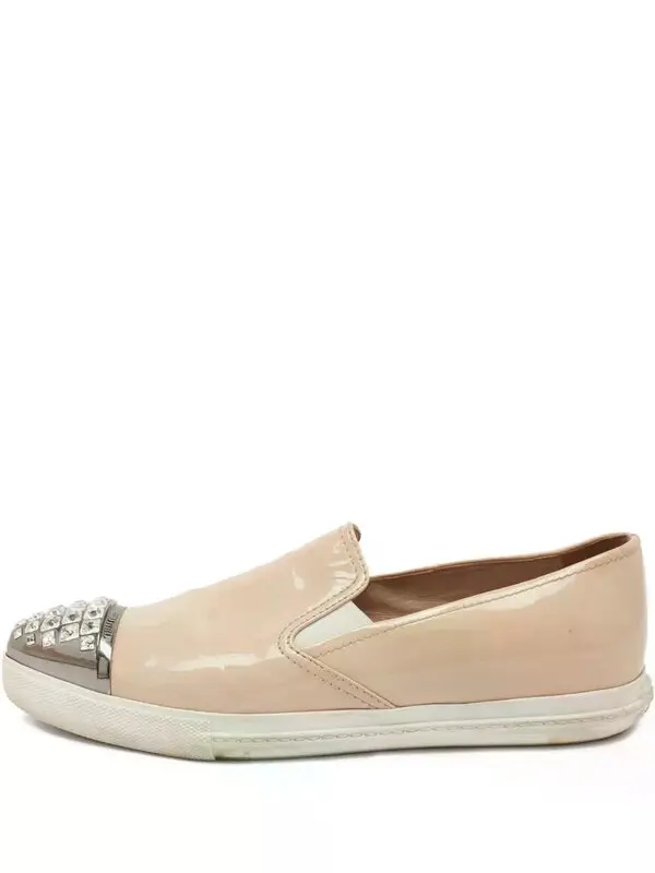 Miu Miu Crystal-embellished Leather Sneakers