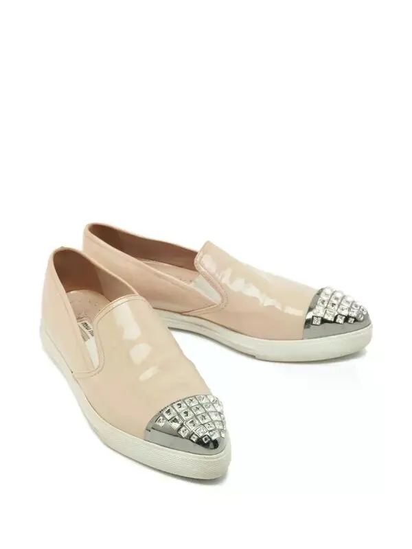 Miu Miu Crystal-embellished Leather Sneakers