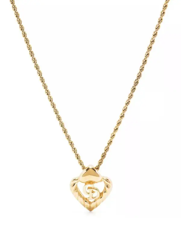 Dior 1990s Cd Heart Charm Necklace - Gold