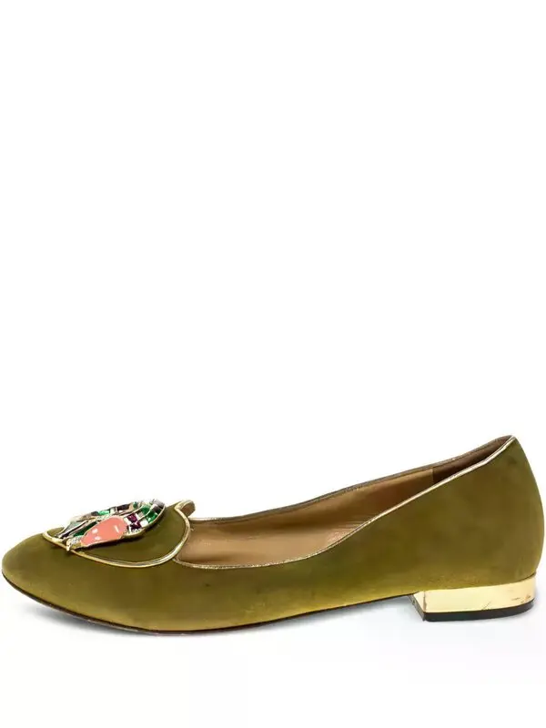 CHARLOTTE OLYMPIA Capricorn Embellished Ballet Flats - Green