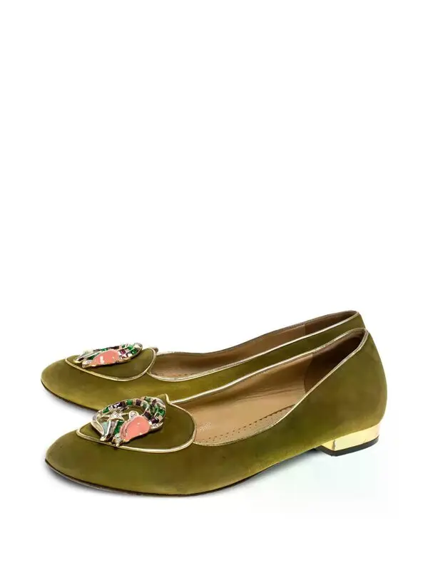 CHARLOTTE OLYMPIA Capricorn Embellished Ballet Flats - Green