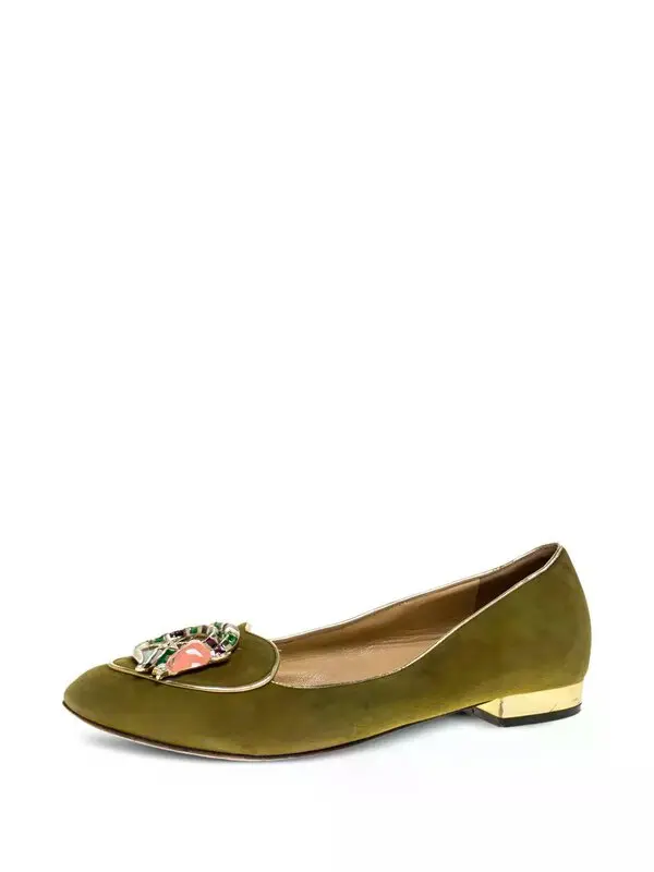 CHARLOTTE OLYMPIA Capricorn Embellished Ballet Flats - Green