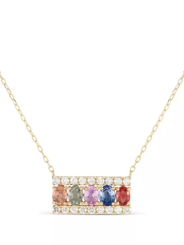 LB EXCLUSIVE 18kt Yellow Diamond And Sapphire Pendant Necklace - Gold