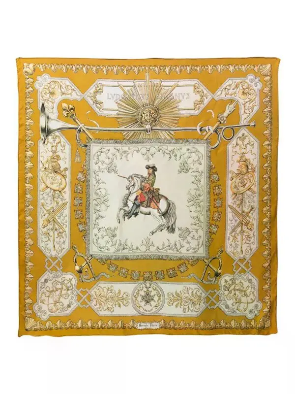Hermès 1963 Ludovicus Magnus F.de La Perriere Silk Scarf - Yellow