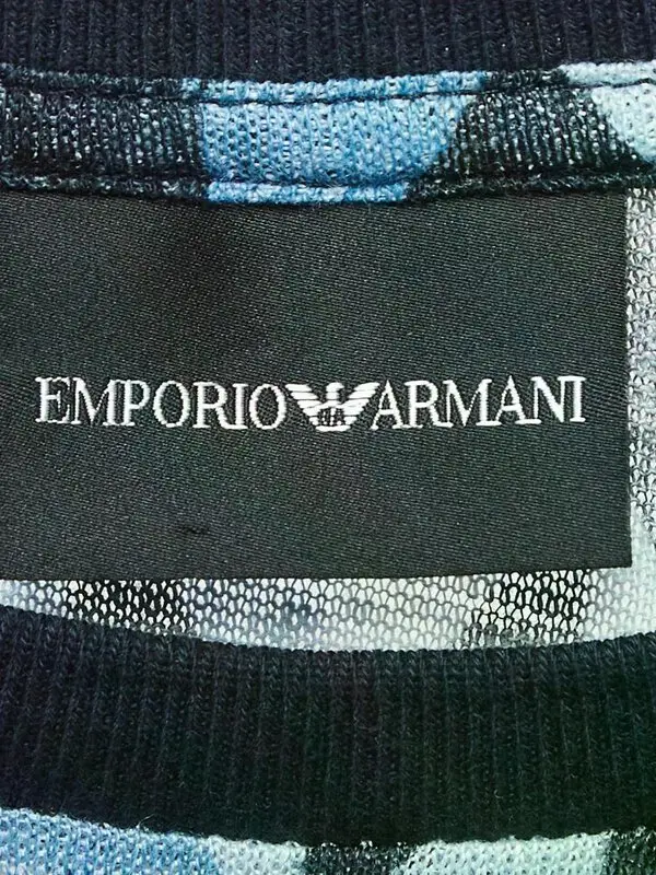 Emporio Armani Zigzag-print Linen Top - Blue