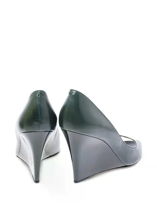 JIMMY CHOO 90mm Baxen Leather Wedge Pumps - Green
