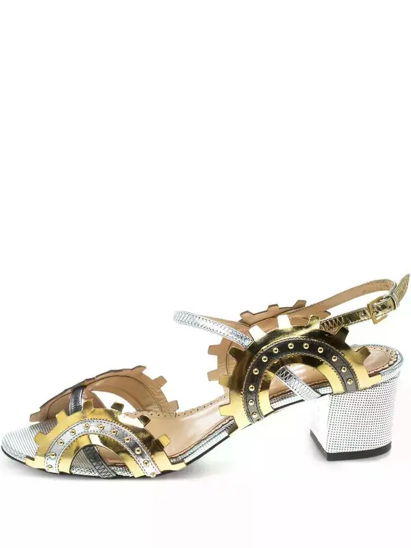 CHARLOTTE OLYMPIA Gear-embellished Block-heel Sandals - Gold