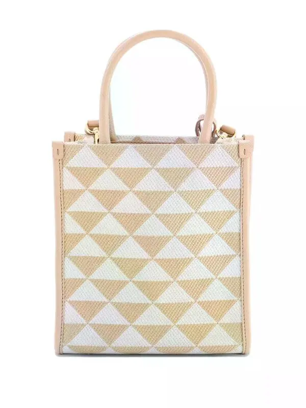 Prada Symbole Shopper Tote Jacquard Mini Crossbody Bag - Neutrals