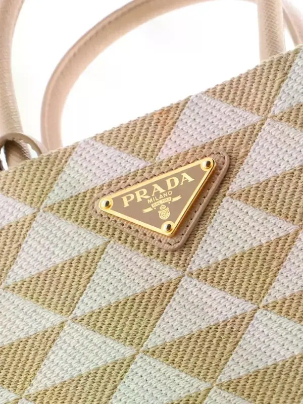 Prada Symbole Shopper Tote Jacquard Mini Crossbody Bag - Neutrals