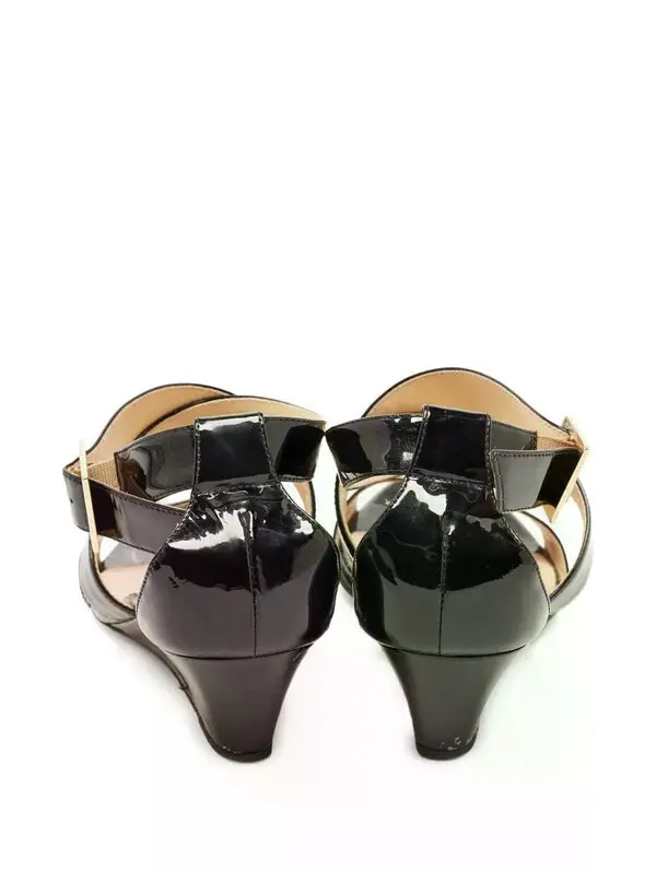 JIMMY CHOO 80mm Leather Wedge Sandals - Black