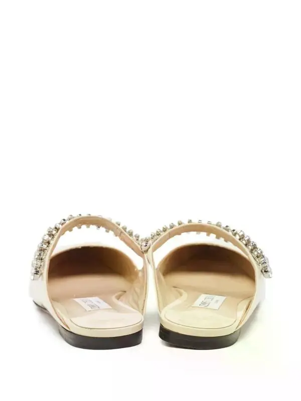JIMMY CHOO Crystal-embellished Leather Flat Mules