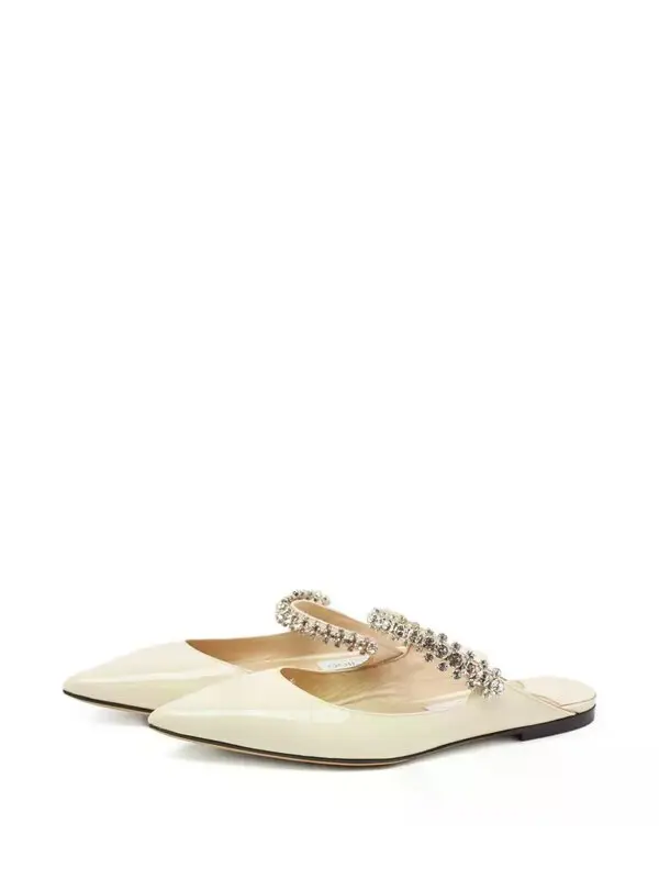 JIMMY CHOO Crystal-embellished Leather Flat Mules