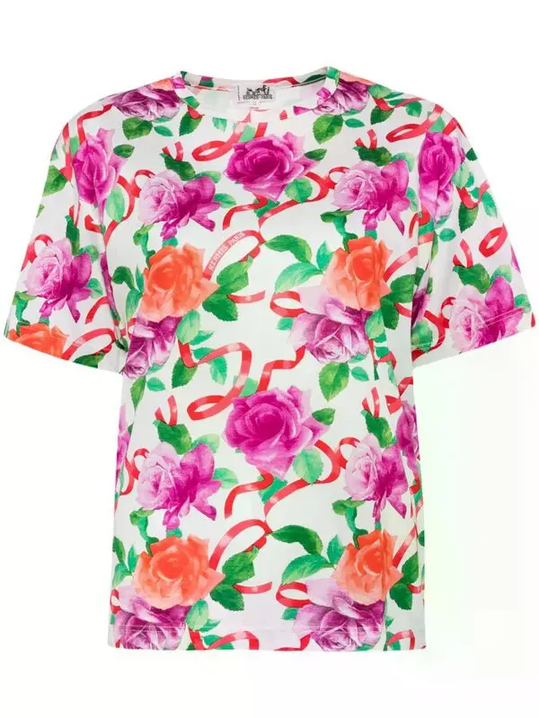 Hermès 1990-2000s Floral Print Short-sleeves T-shirt - Purple