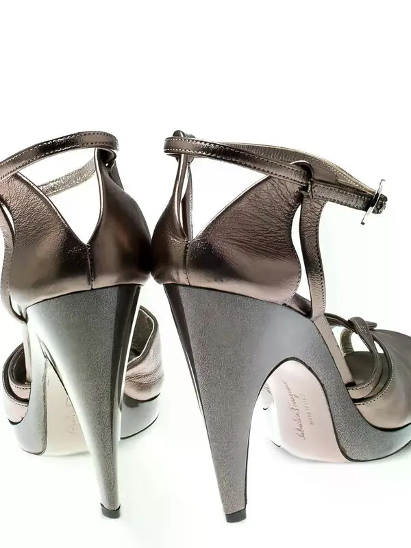 FERRAGAMO 110mm Metallic-finish Sandals
