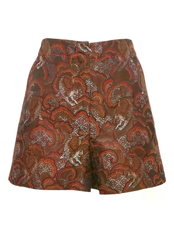 Sandro Patterned Jacquard High-waisted Shorts