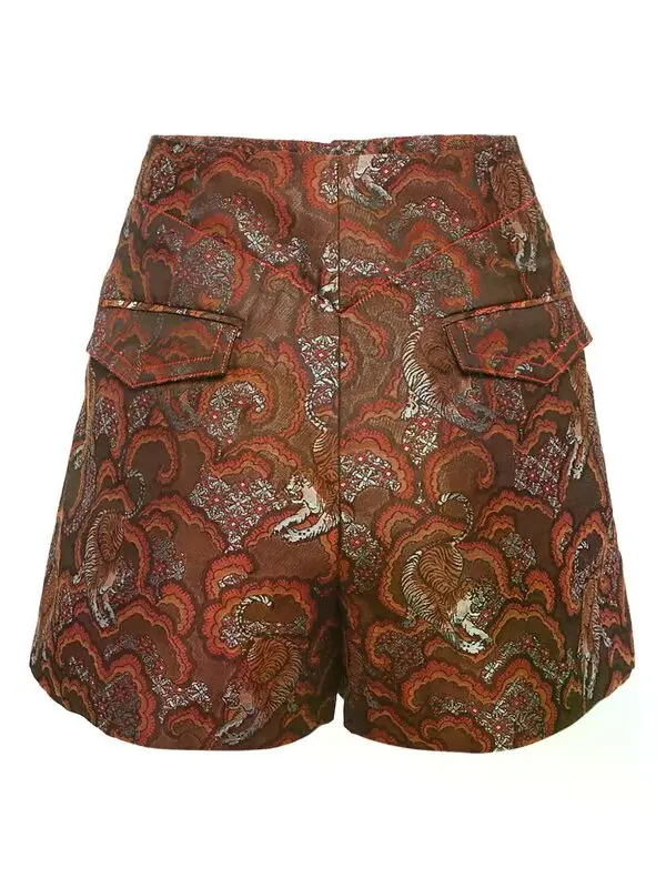Sandro Patterned Jacquard High-waisted Shorts