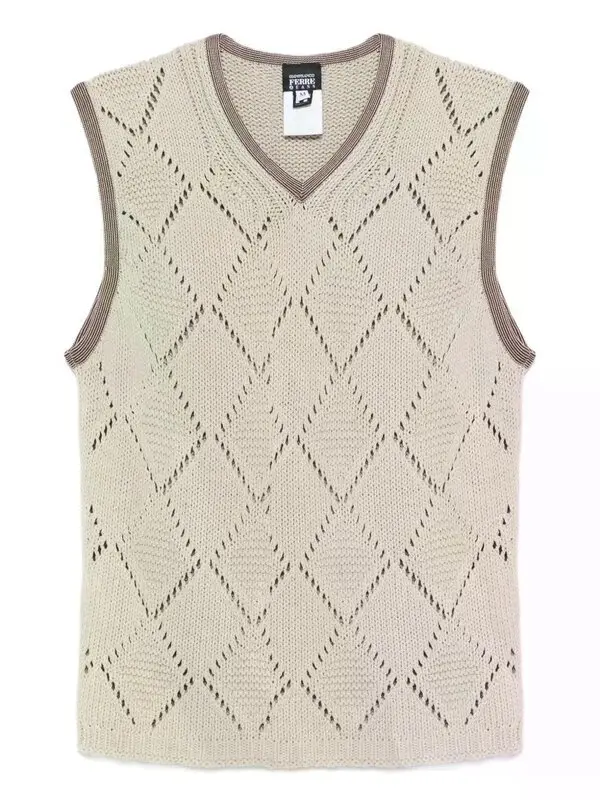 Gianfranco Ferre 2000s Diamond-pattern Sleeveless Vest - Neutrals