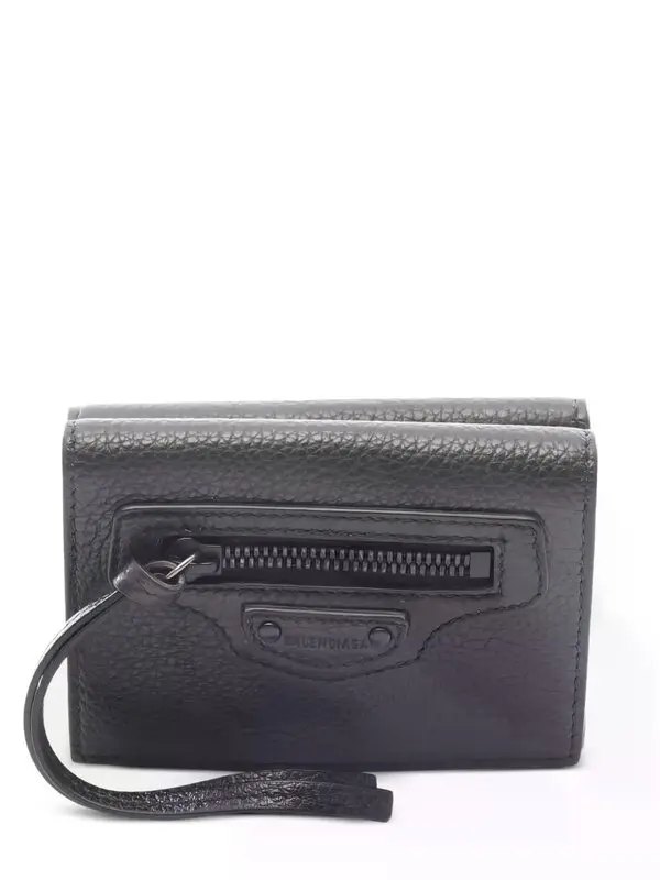 Balenciaga 2020s Mini Tri-fold Leather Wallet - Black
