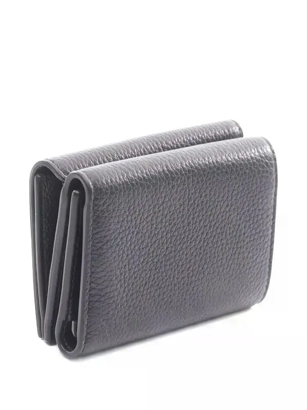 Balenciaga 2020s Mini Tri-fold Leather Wallet - Black