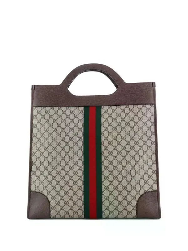 Gucci Ophidia Cut Out Handle Gg Coated Canvas Large Tote Bag - Neutrals