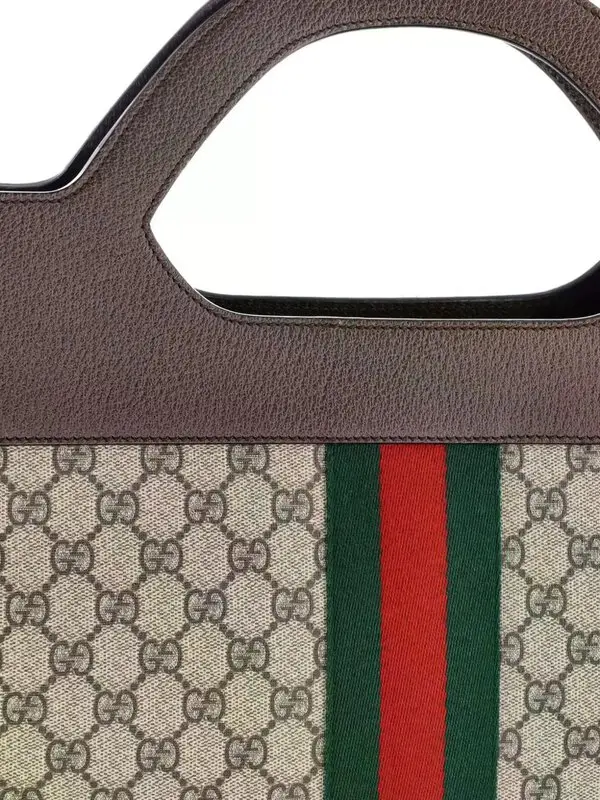 Gucci Ophidia Cut Out Handle Gg Coated Canvas Large Tote Bag - Neutrals