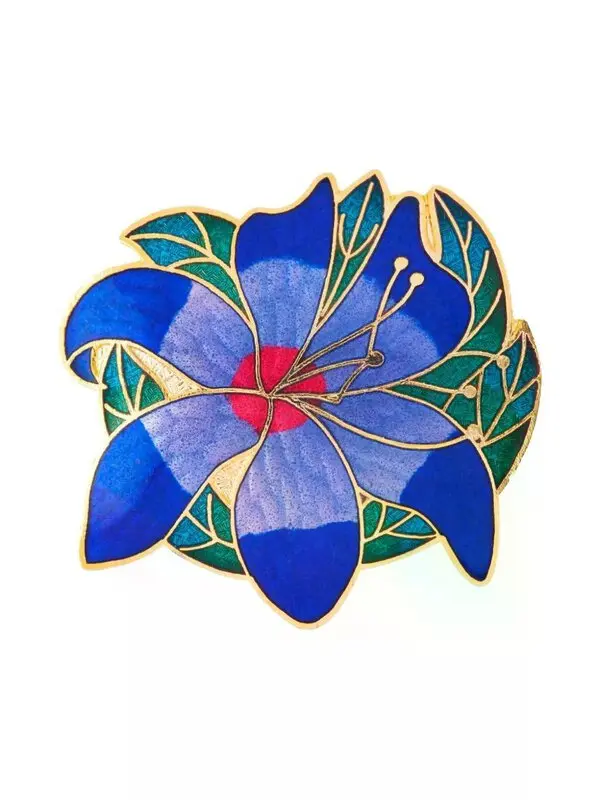 SUSAN CAPLAN 1980s Water Lily Brooch - Blue