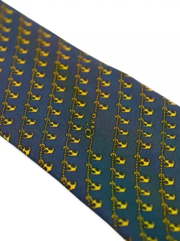 Vintage Anchor-motif Silk Tie - Blue