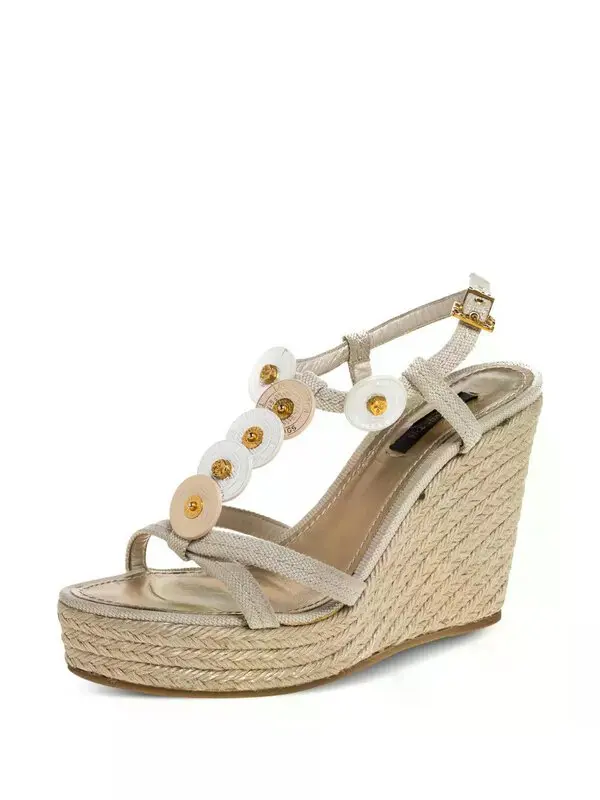 LOUIS VUITTON 120mm Medallion Wedge Sandals
